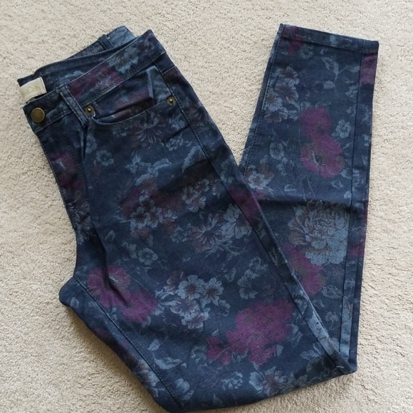 Modcloth | Jeans | Floral 5 Pocket Skinny Jeans Dark Wash Mod | Poshmark